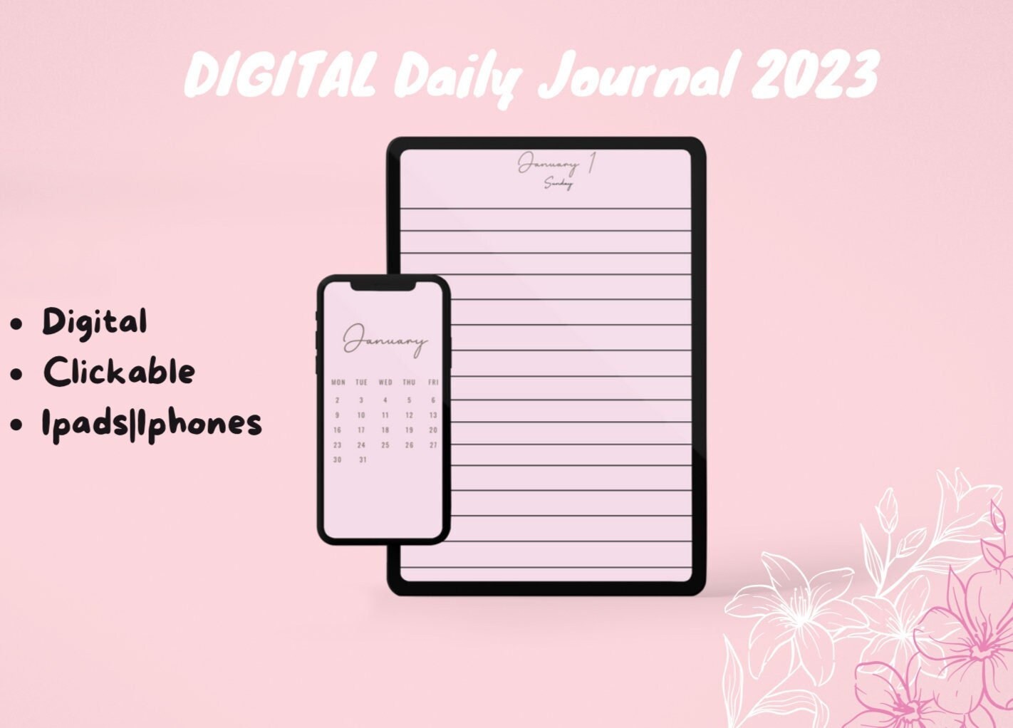 Digital Clickable Daily Journal 2023 for Ipads and Iphones - Etsy
