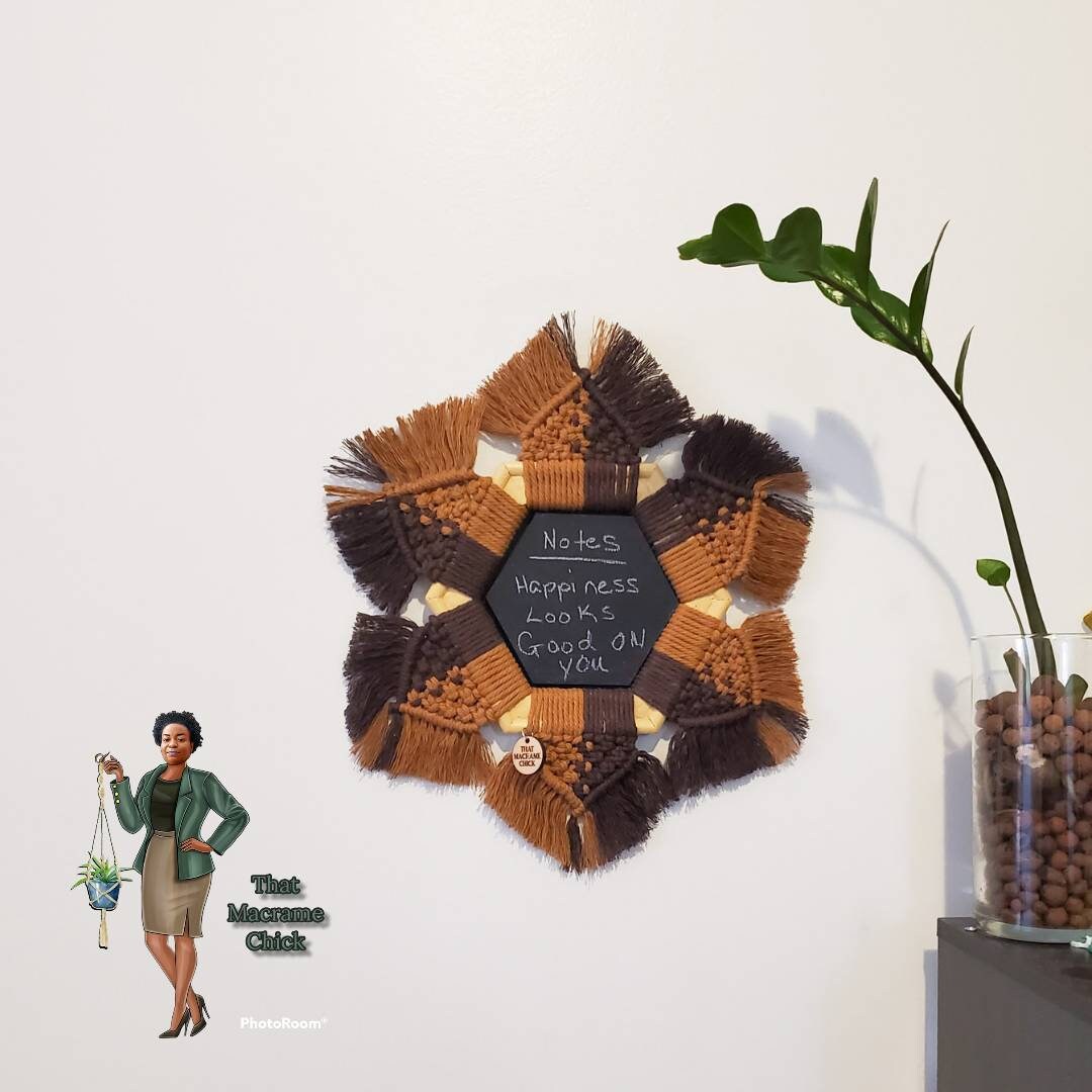 Coffee, Macrame Hexagon Chalkboard Wall Art, Natural, Macrame ...