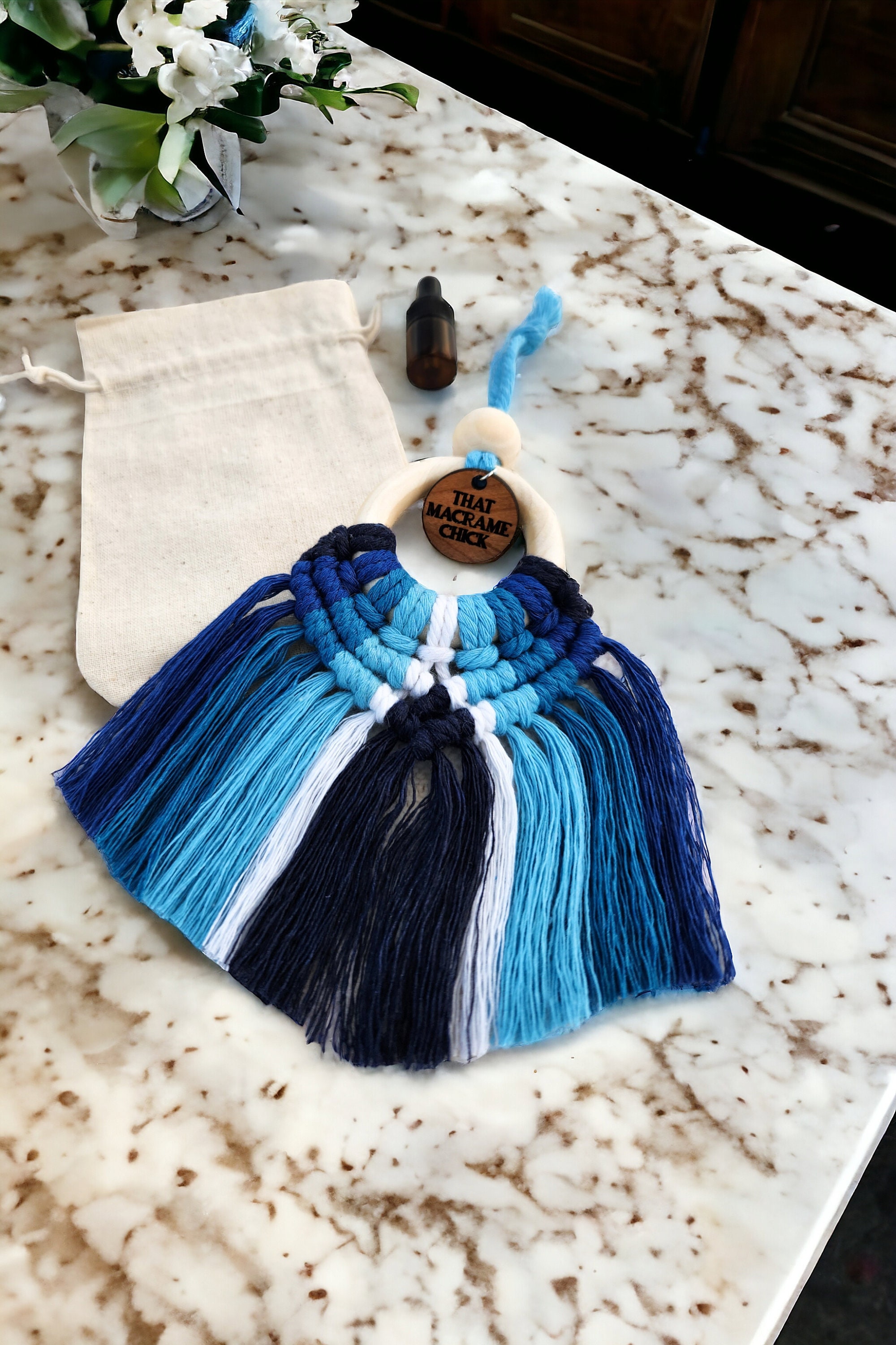 Boho Car Essential Oil Diffuser, Macrame Car Charm, Car Diffuser ...