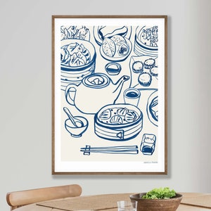 Dim Sum Art Print, Modern Kitchen Decor Poster, Chinese Asian Food ...