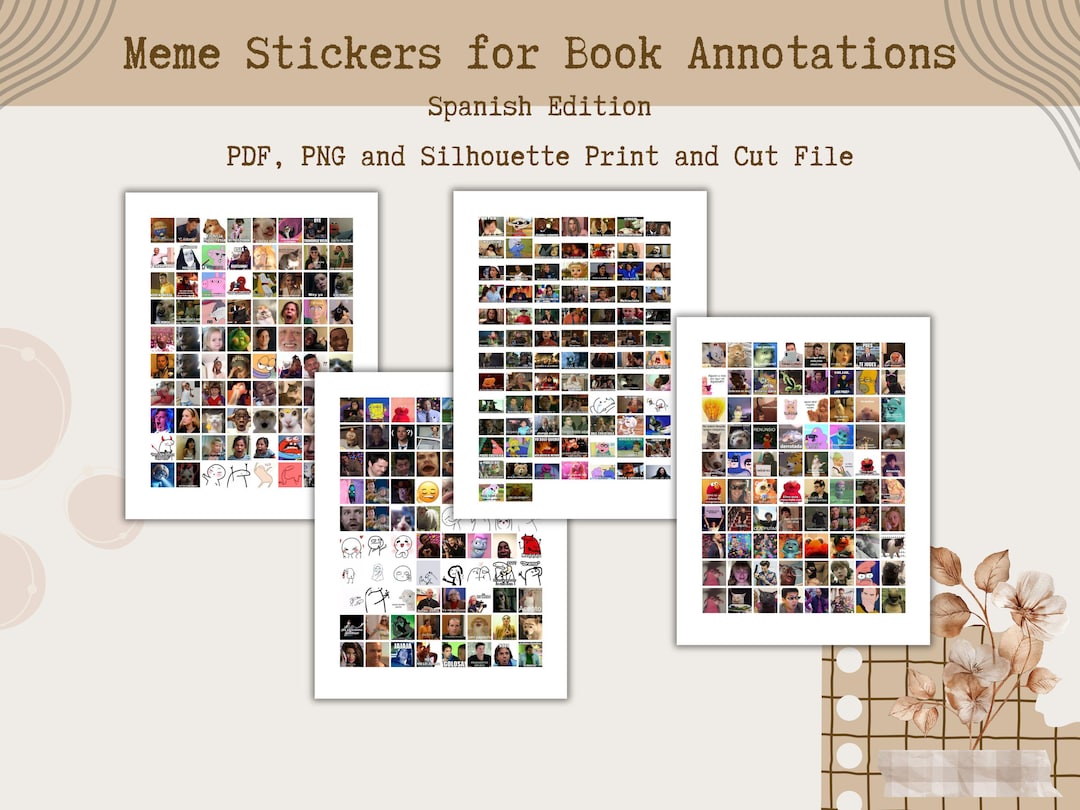 Spanish Meme Stickers PDF Print and Cut Silhouette for Book Annotations ...