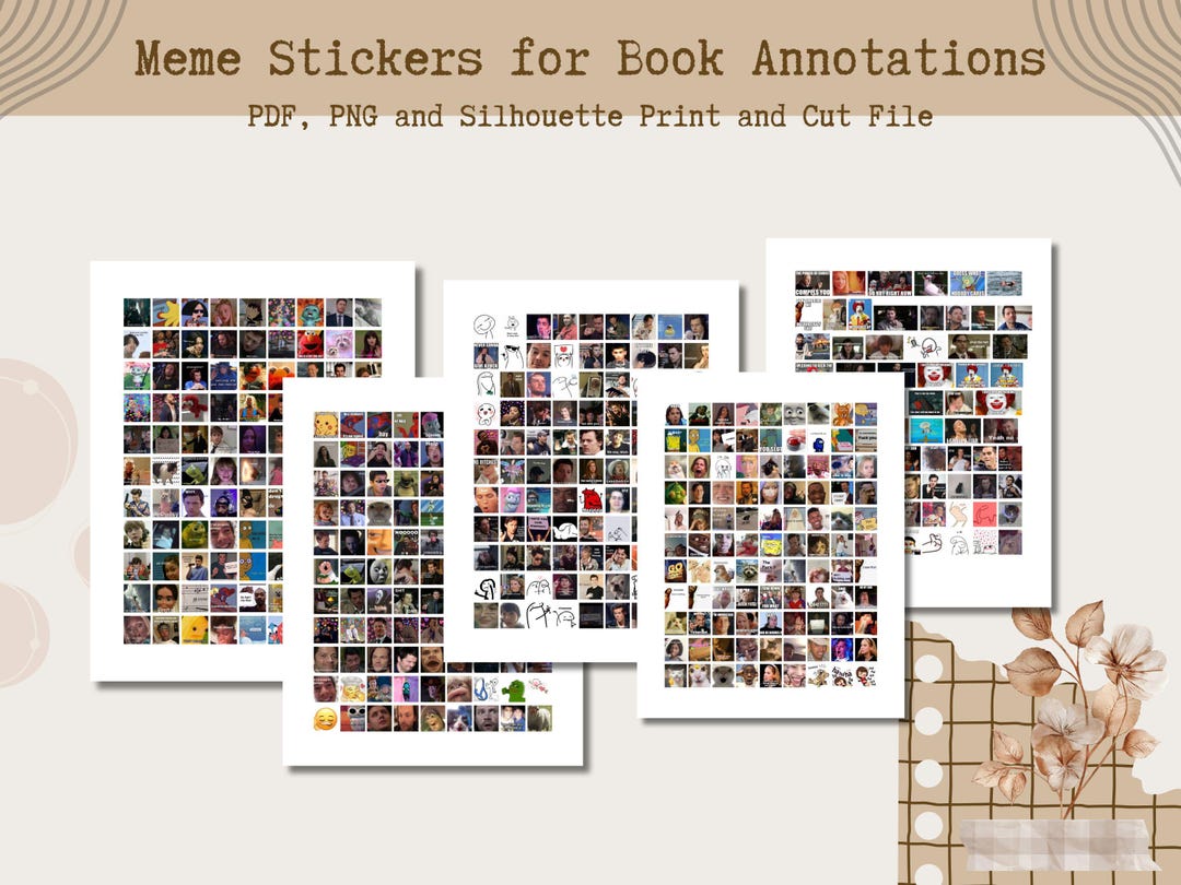 Meme Stickers Printables for Book Annotations PDF PNG Cut File ...