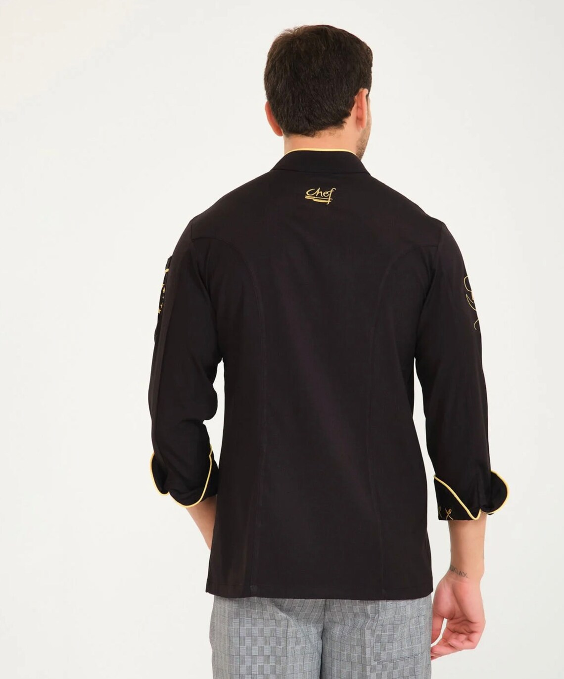 Black Gold Embroidery Chef Lycra Cook Jacket - Etsy
