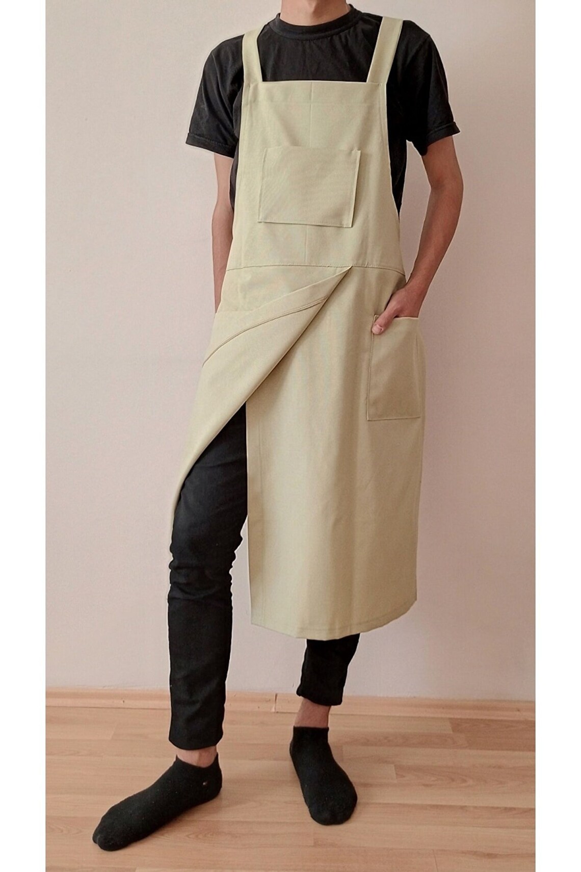 Split Leg Pottery Apron, Crafts Apron, Kitchen Apron, With Pockets for ...