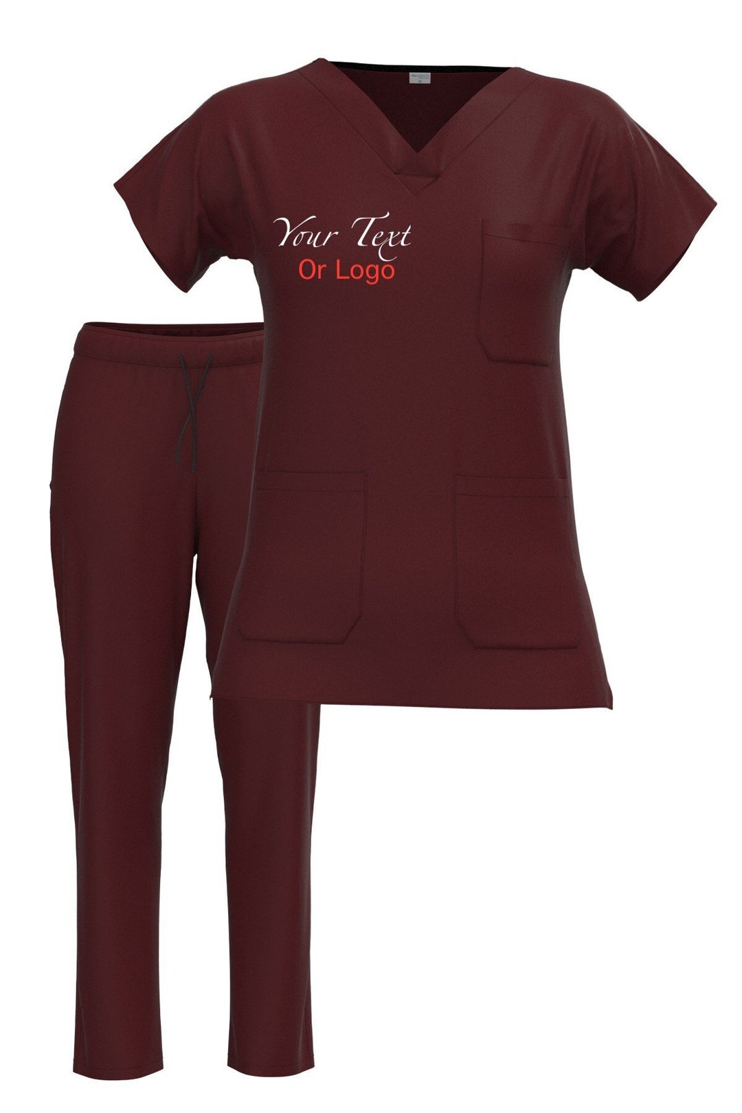 Burgundy Scrubs Uniforms,spandex Scrub Set, Elastic Medical Uniforms ...