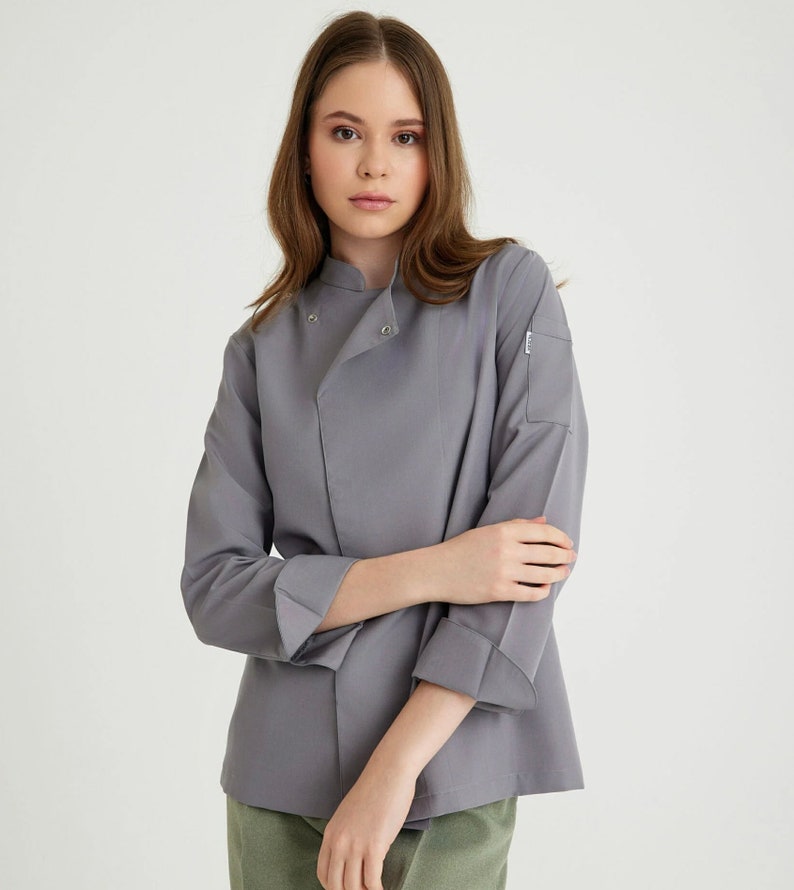 Light Gray Women's Chef Cook Jacket With Embroidery, Custom, Name ...