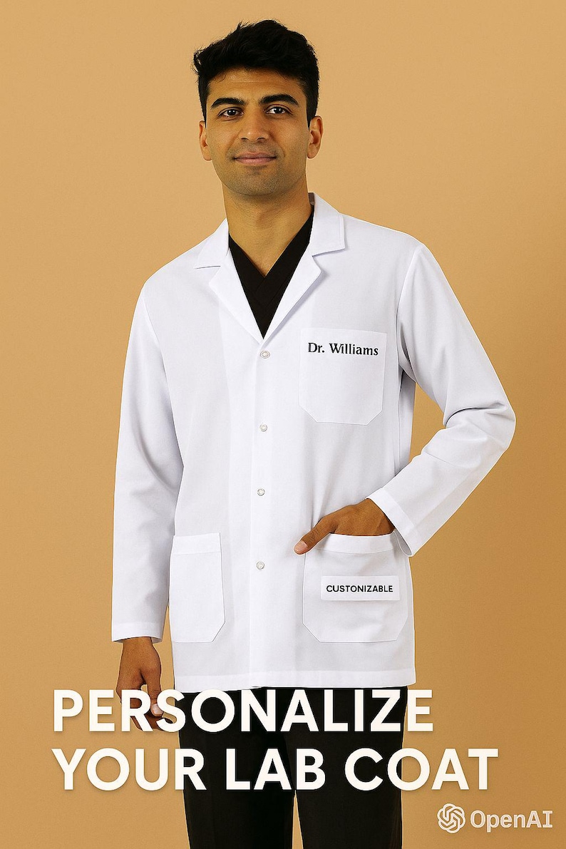 Personalized Doctor's Lab Coat, Custom Embroidered Apron, Men's Medical ...