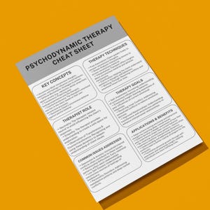 Psychodynamic Therapy Cheat Sheet Therapist Resource Counseling Tool ...