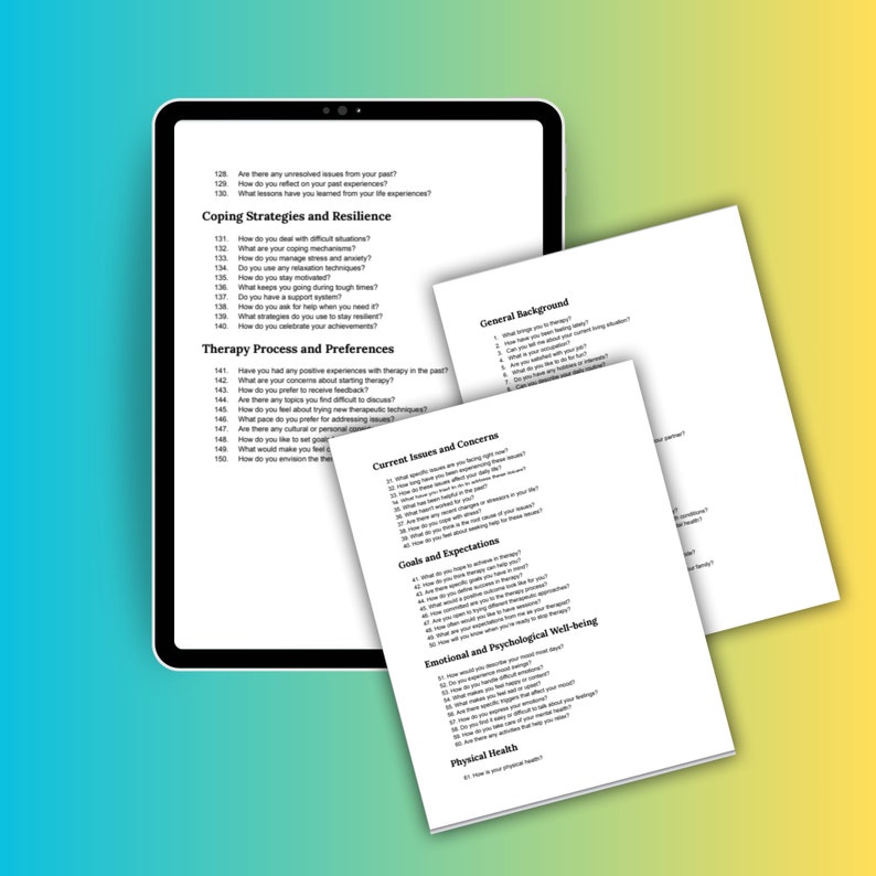 First Session Therapy Questions Simple Counseling Questions Therapy ...