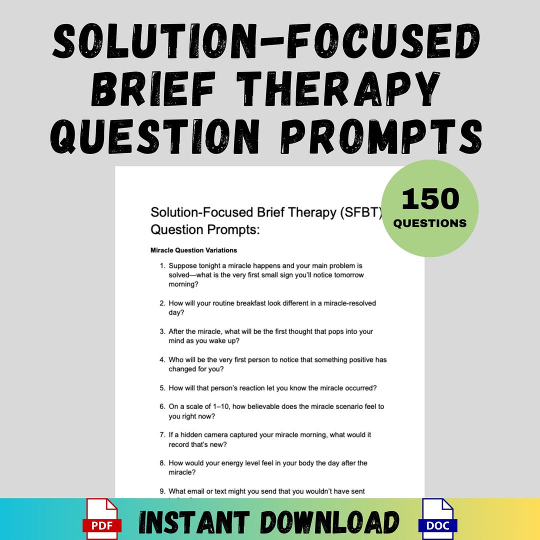 Solution Focused Therapy Questions Counseling Prompts Brief Therapy ...