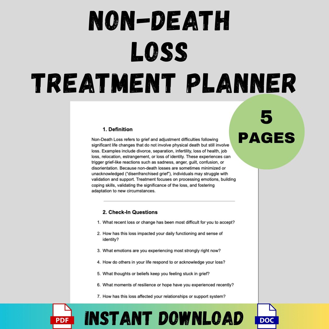 Non Death Loss Treatment Planner Therapists Counseling Therapy Tools ...