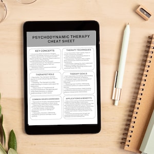 Psychodynamic Therapy Cheat Sheet Therapist Resource Counseling Tool ...