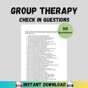 Group Therapy Check in Questions Counseling Tools Therapist Mental Health Printable PDF and ...