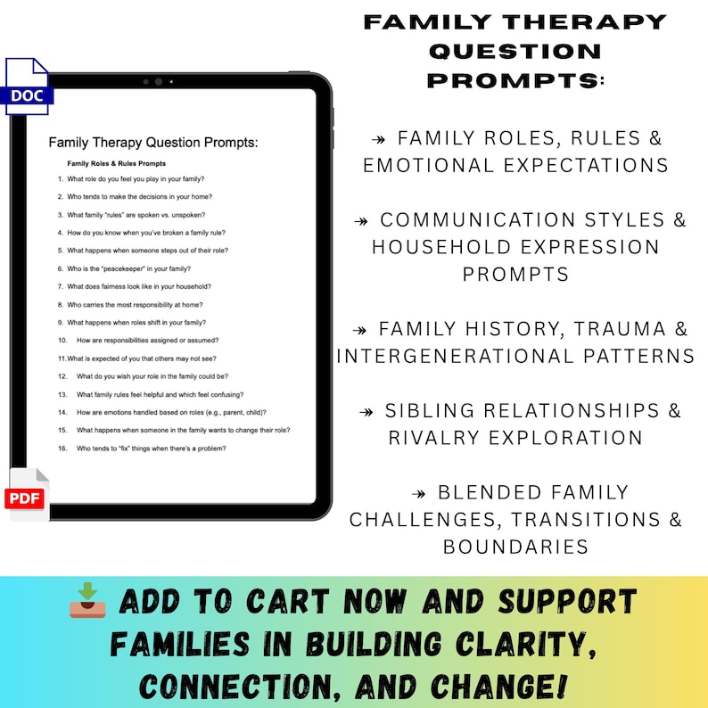 Family Therapy Prompts Roles Communication History Sibling Blended ...