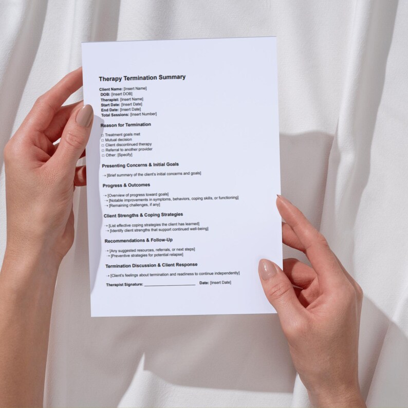 Therapy Termination Summary Template Download Therapist Discharge ...