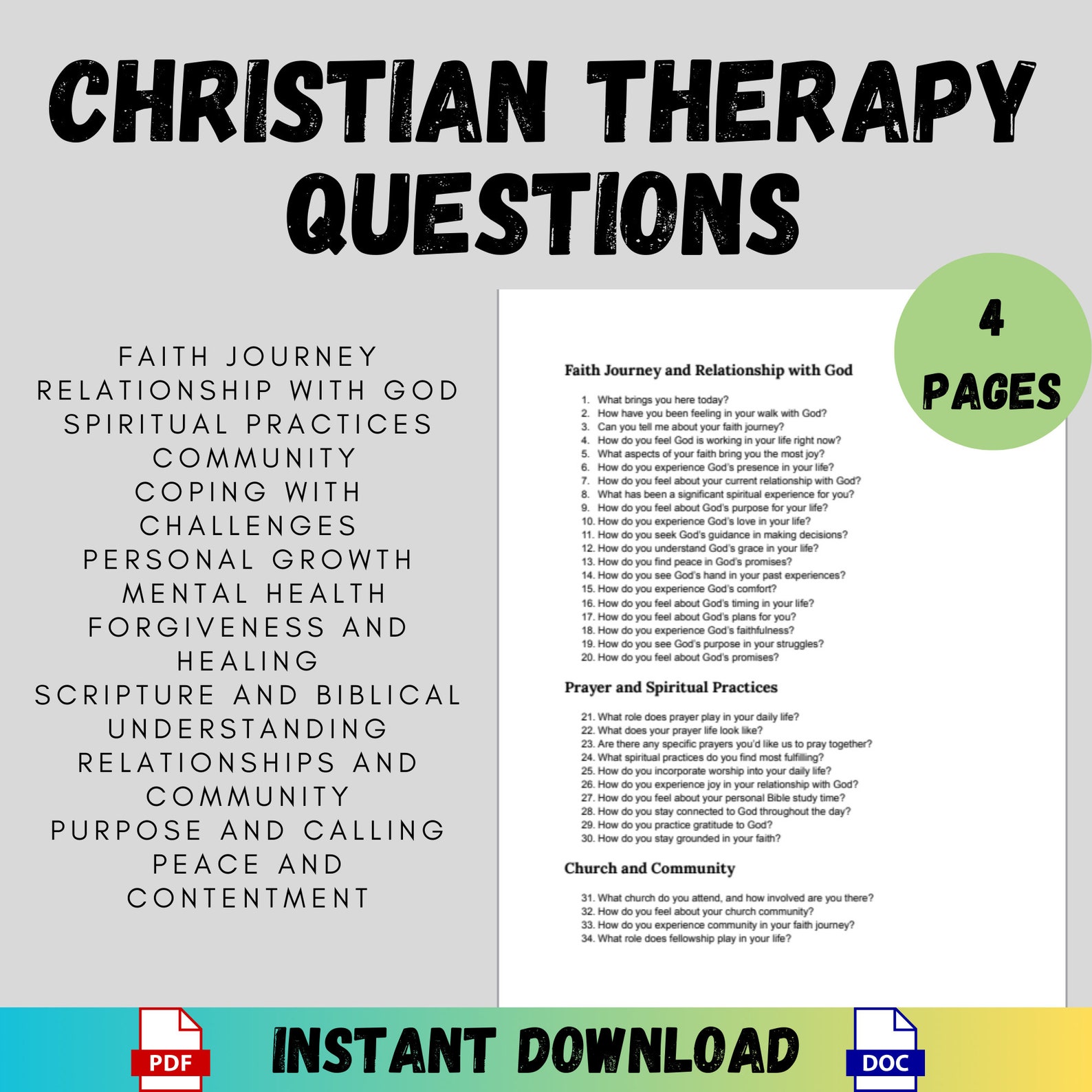 Christian Therapy Session Questions Simple Counseling Questions Therapy ...