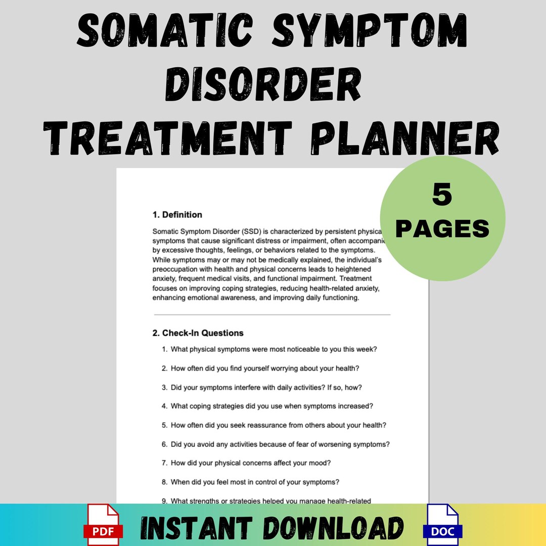 Somatic Symptom Disorder Treatment Planner Therapists Counseling Mental ...