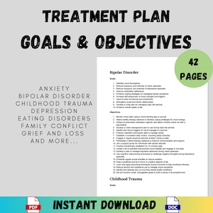 Treatment Plan Goals and Objectives Treatment Planning Tool Therapy ...