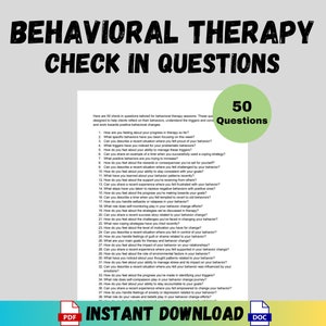 Behavioral Therapy Check-in Questions Printable Counseling Tool for ...