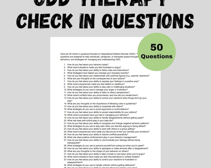 Oppositional Defiant Disorder Therapy Check in Questions Counseling ...