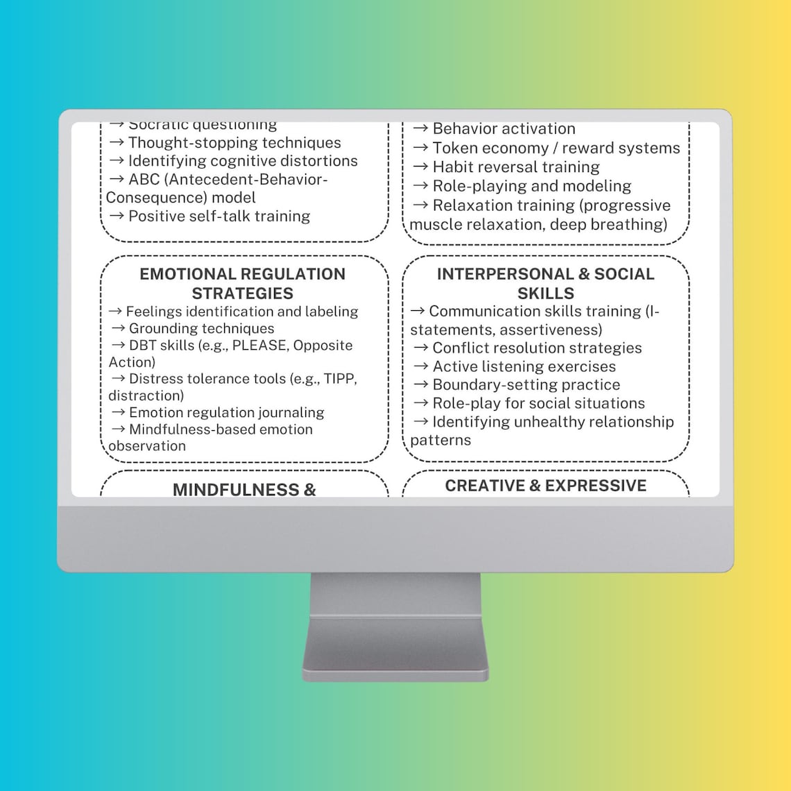 Therapy Intervention Cheat Sheet Printable Counseling Tool Therapist ...