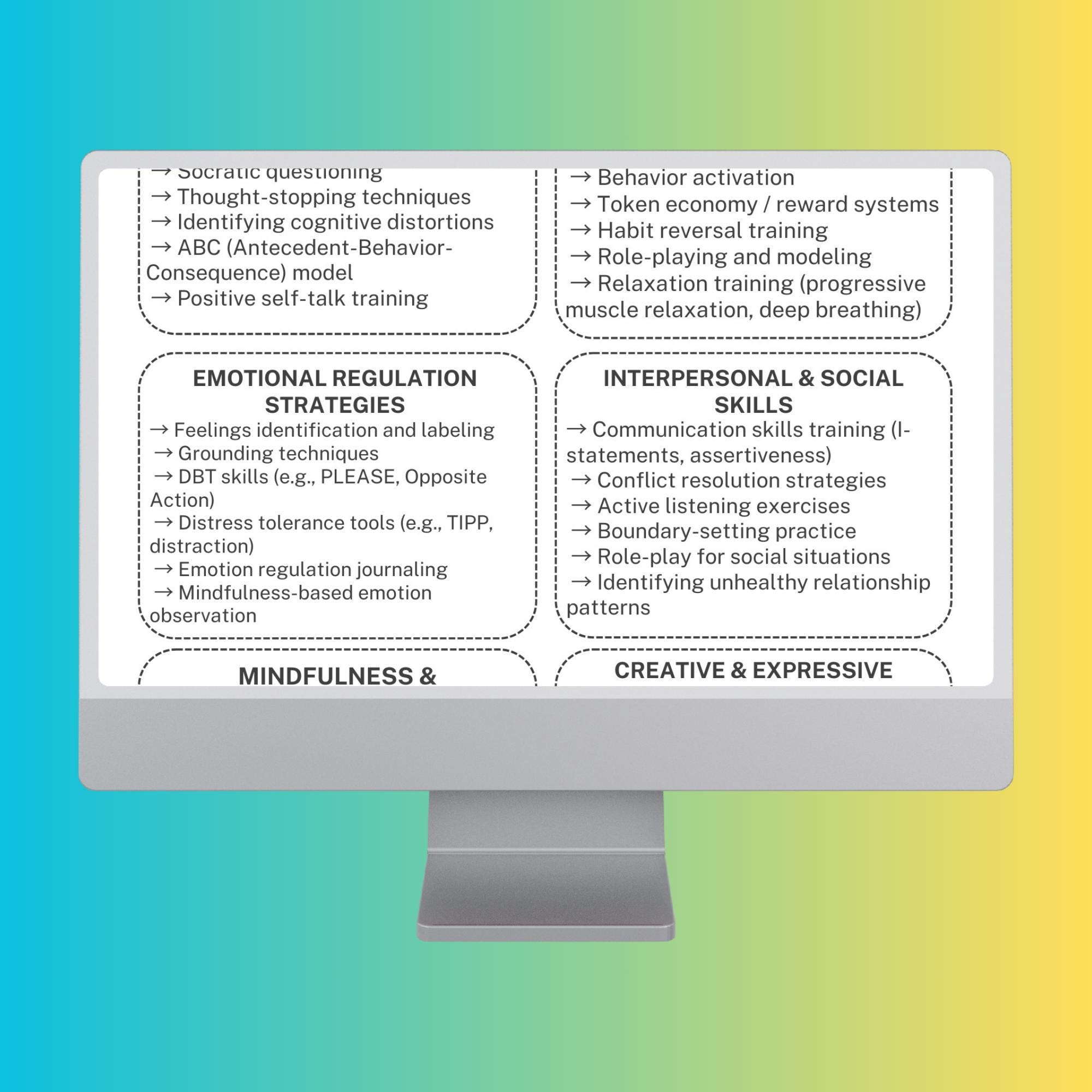 Therapy Intervention Cheat Sheet Printable Counseling Tool Therapist ...