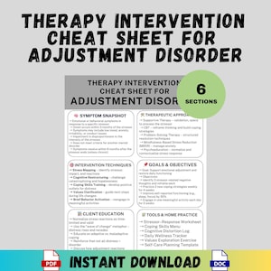 Adjustment Disorder Therapy Interventions Cheat Sheet PDF Counseling ...