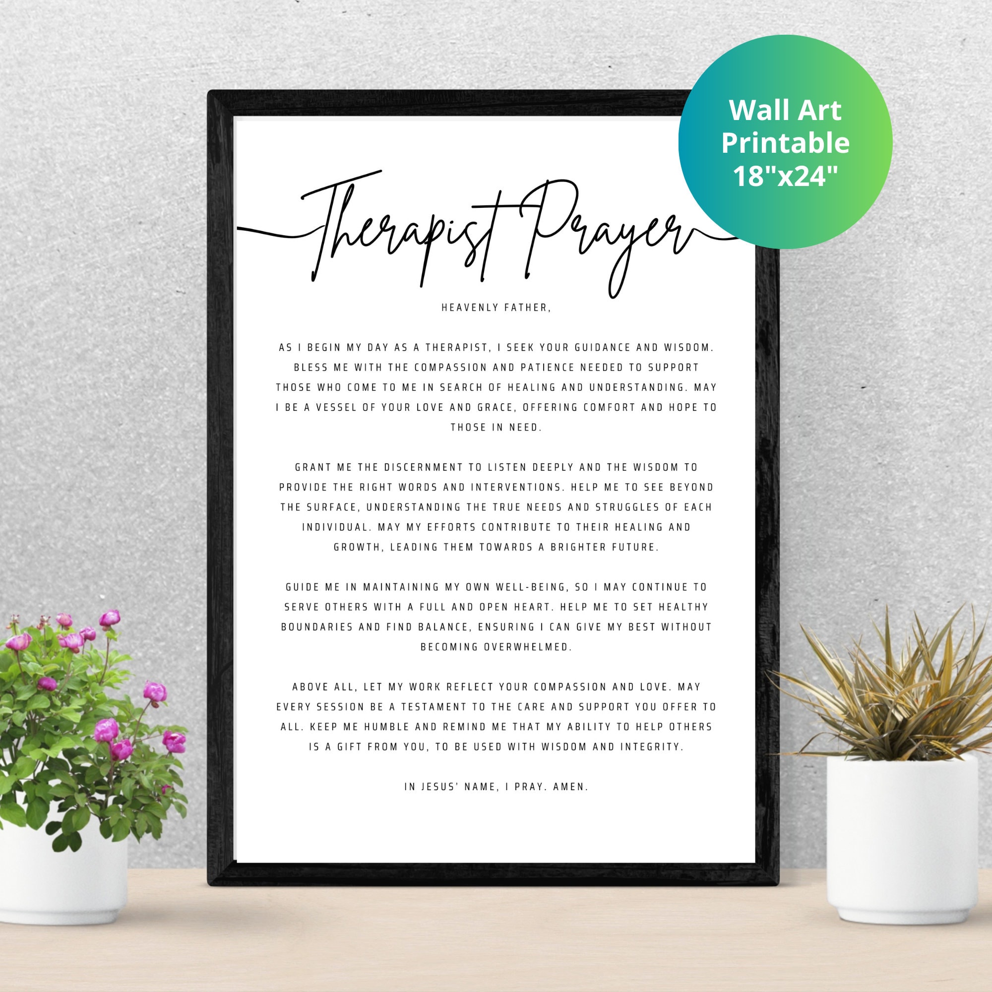 Therapist Prayer Poster Personalized Therapists LPC Gift A Therapist's ...