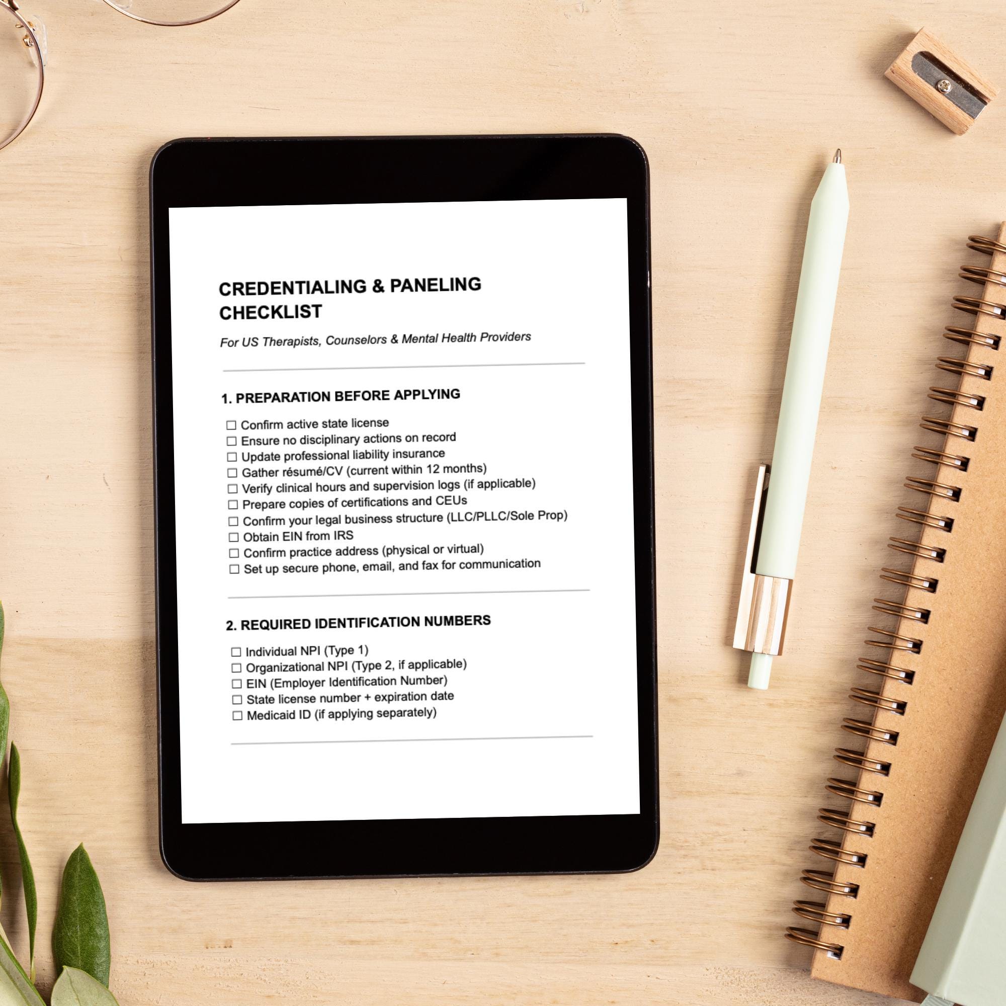 Credentialing and Paneling Checklist Therapy Insurance Checklist ...