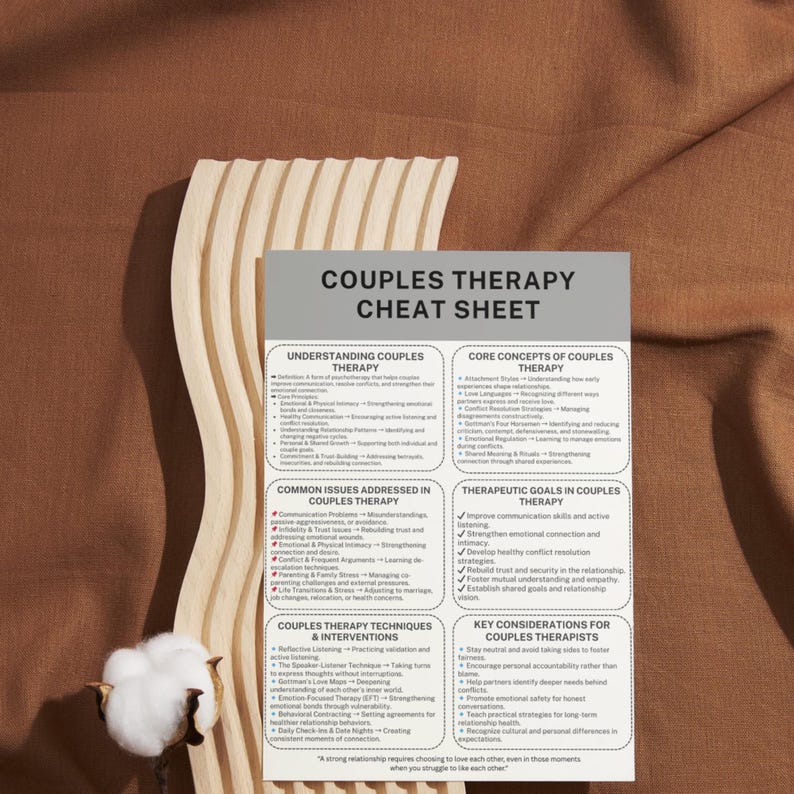 Couples Therapy Cheat Sheet Relationship Counseling Guide Printable ...