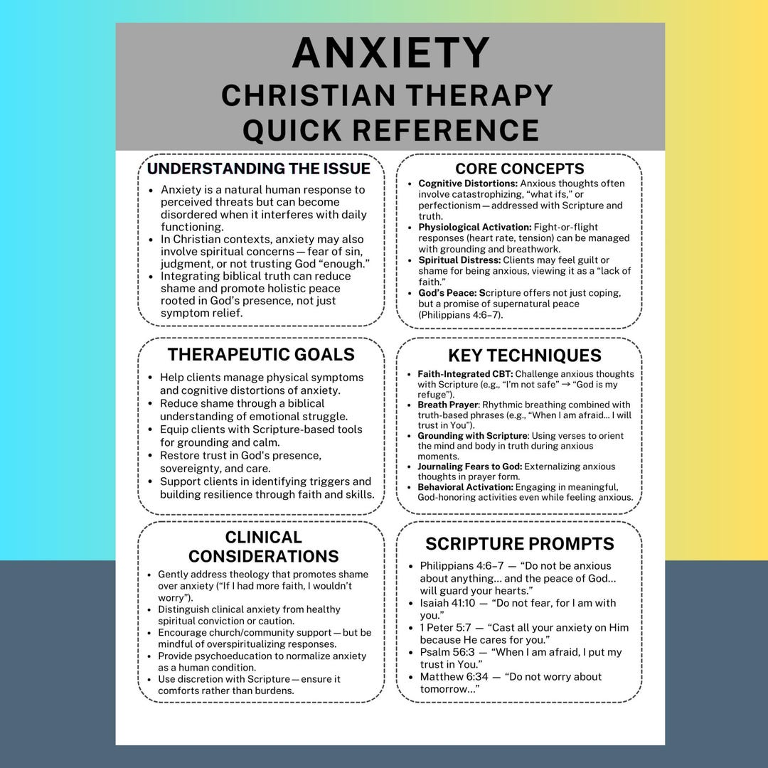 Anxiety Christian Therapy Quick Reference Christian Counseling Guide ...