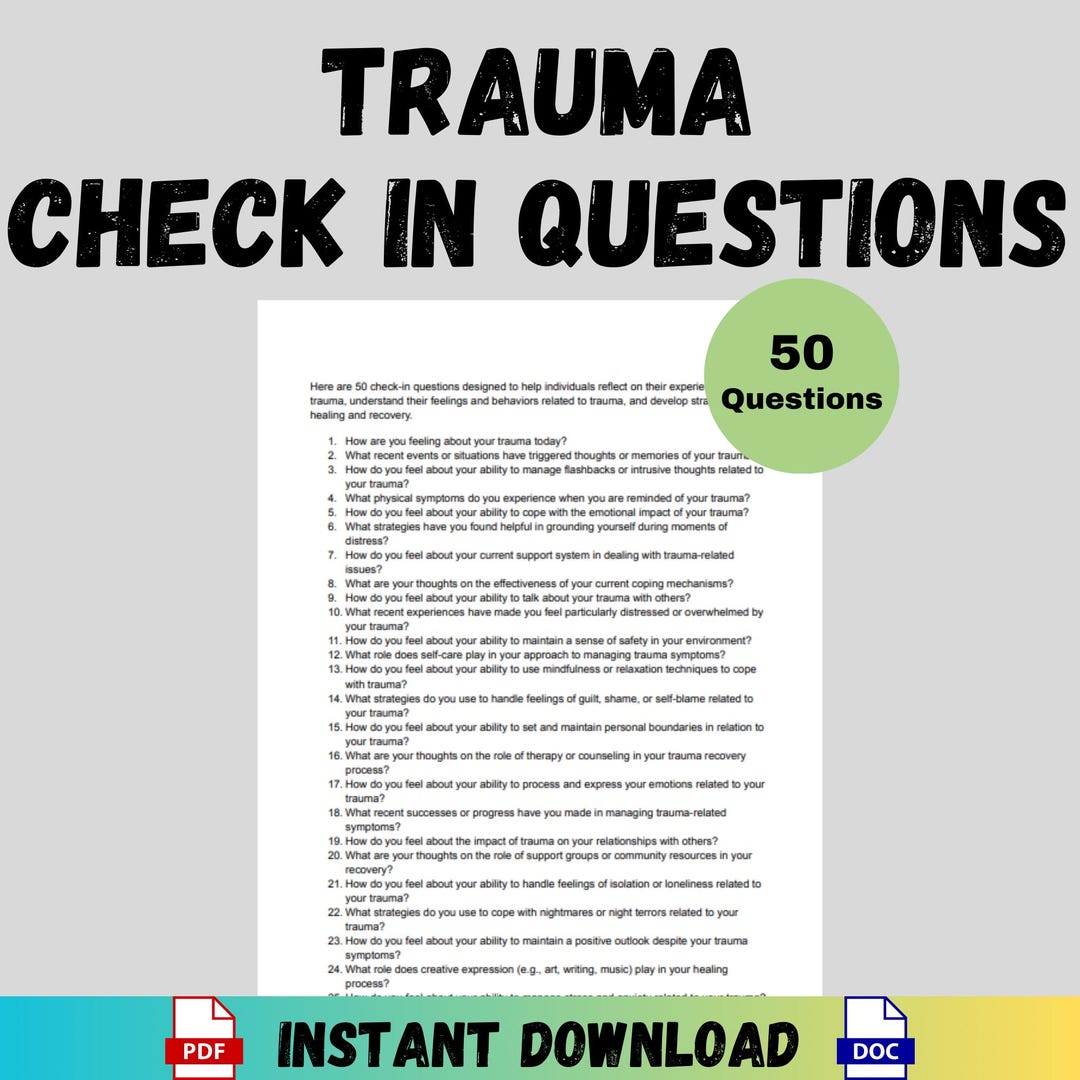 Trauma Therapy Questions Trauma Check in Questions Trauma Counseling ...