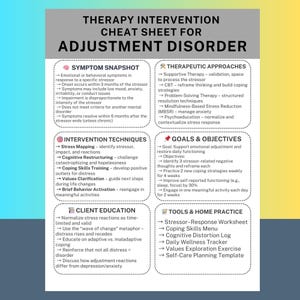 Adjustment Disorder Therapy Interventions Cheat Sheet PDF Counseling ...