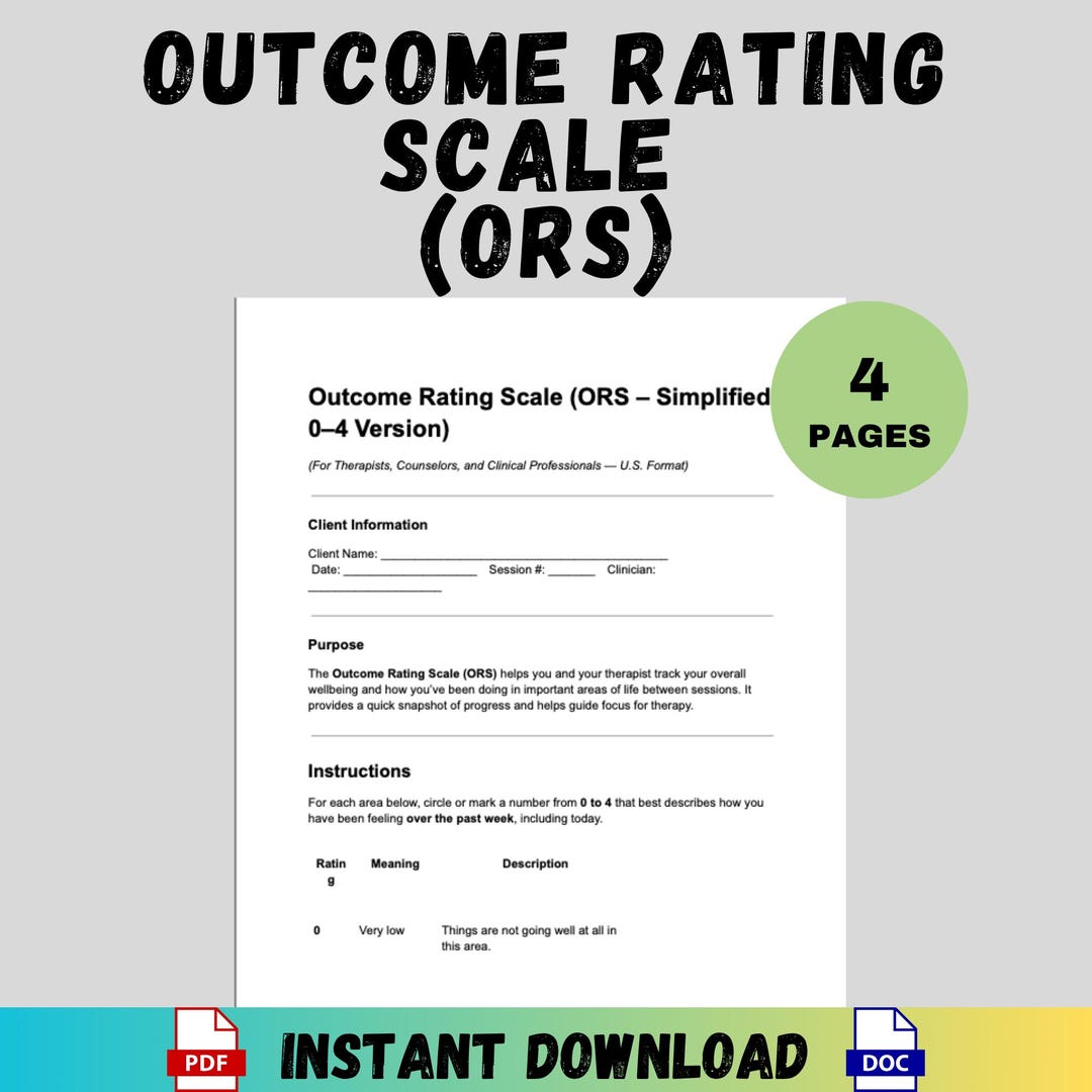Outcome Rating Scale ORS Template Therapist Tool Editable PDF Word ...