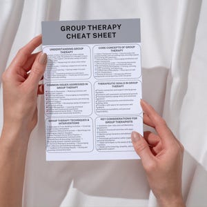 Group Therapy Cheat Sheet Counseling Tools Printable Guide Group ...