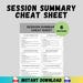 Therapy Session Summary Cheat Sheet Printable Counseling Tool for ...