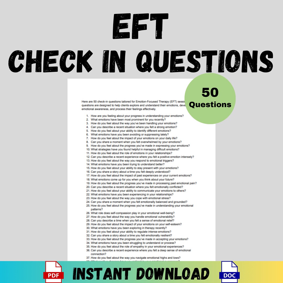 EFT Check in Questions Therapy Tools Therapy Questions Printable ...