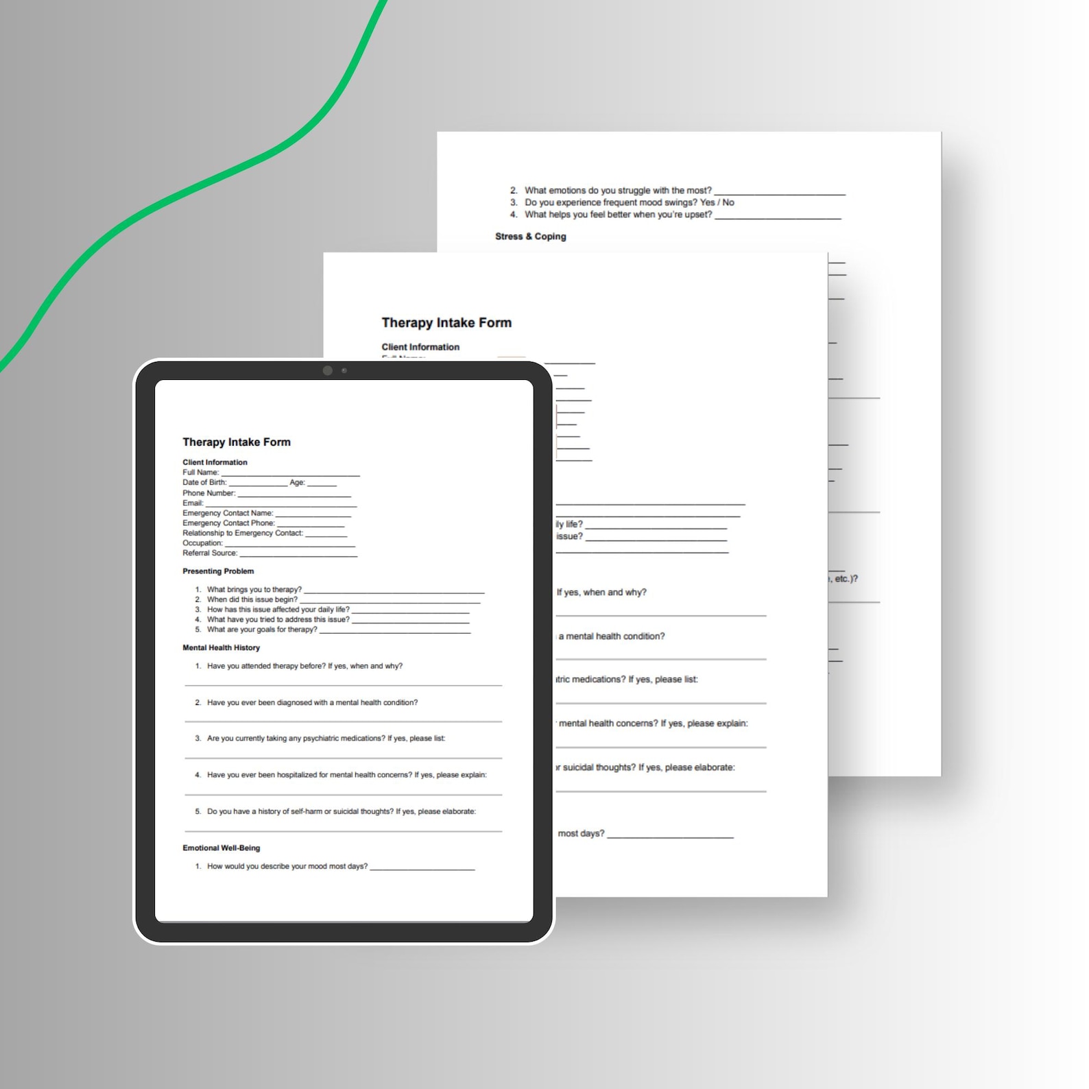 Therapy Intake Form Printable Counseling Client Intake Template ...
