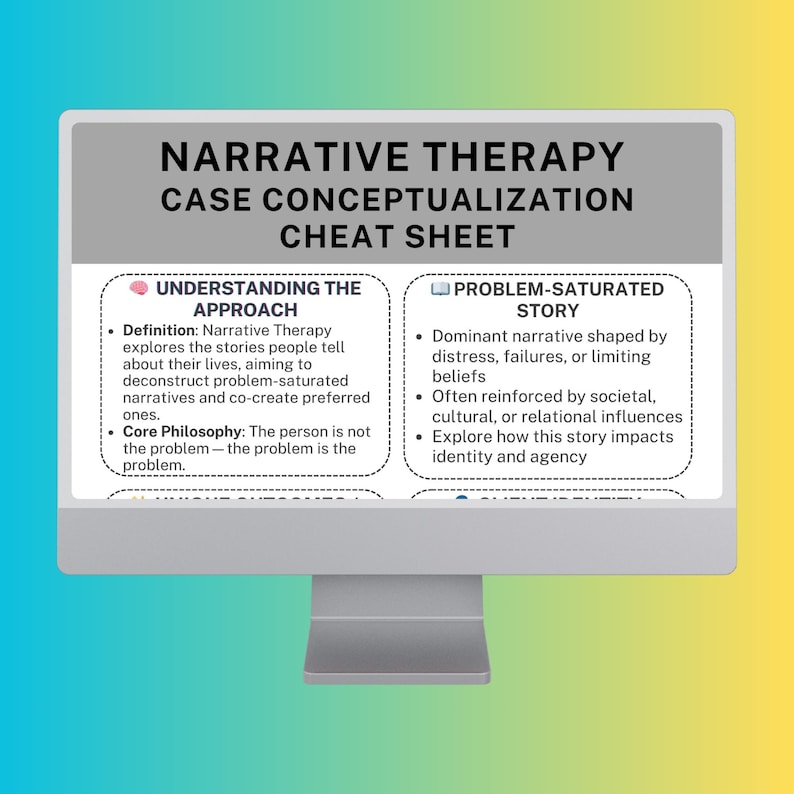 Narrative Therapy Case Conceptualization Cheat Sheet PDF Dominant Story ...