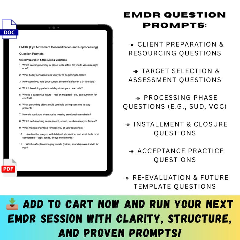 EMDR Therapy Questions for Trauma Processing Counselors Bilateral ...