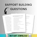 Therapy Rapport Building Questions PDF Counseling Icebreakers for ...