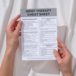 Grief Therapy Cheat Sheet Therapist Resource Counseling Tools Mental ...