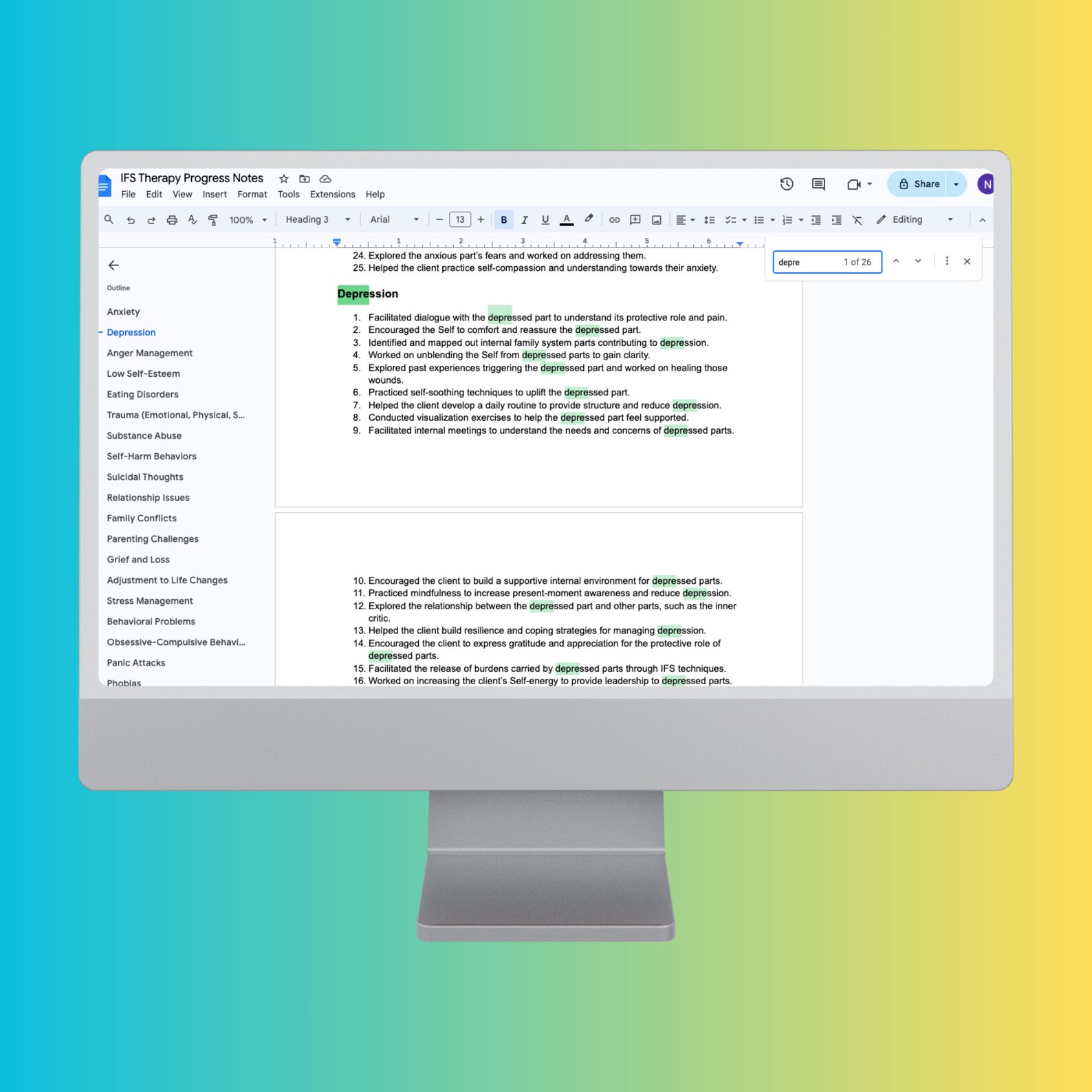 IFS Therapy Progress Note Statements Therapist Progress Notes IFS Notes ...
