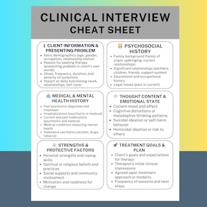 Clinical Interview Cheat Sheet Pdf Therapist Intake Guide Assessment ...