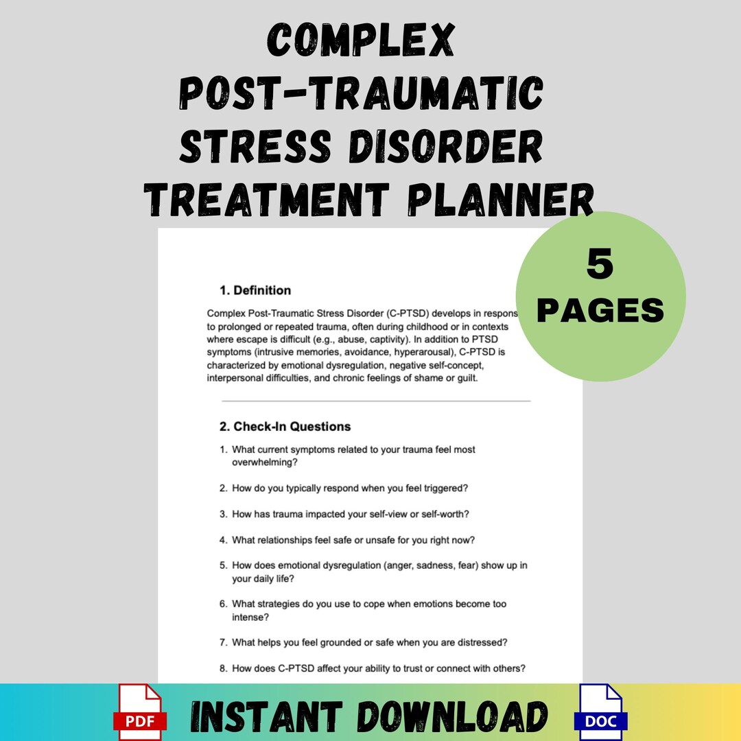 Complex PTSD Treatment Planner Therapists Counseling Tools Printable ...