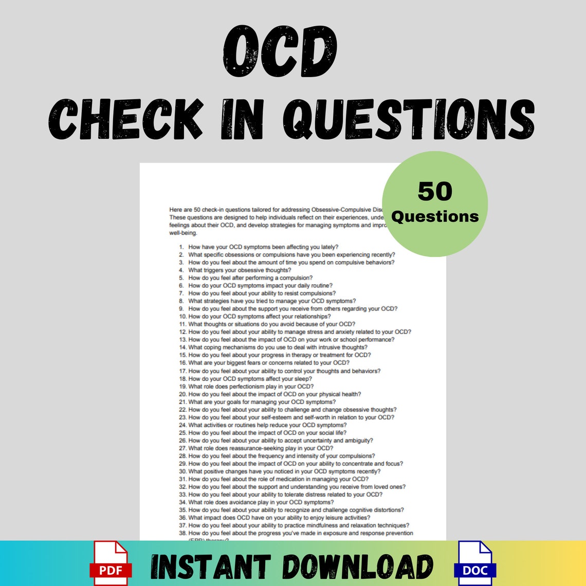 OCD Therapy Questions OCD Counseling Tools Obsessive Compulsive ...