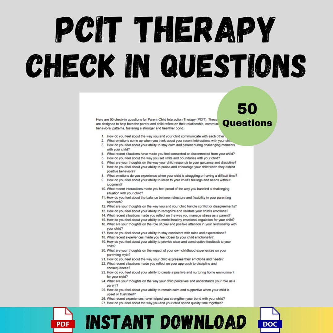 Parent-child Interaction Therapy Check in Questions Counseling Tools ...