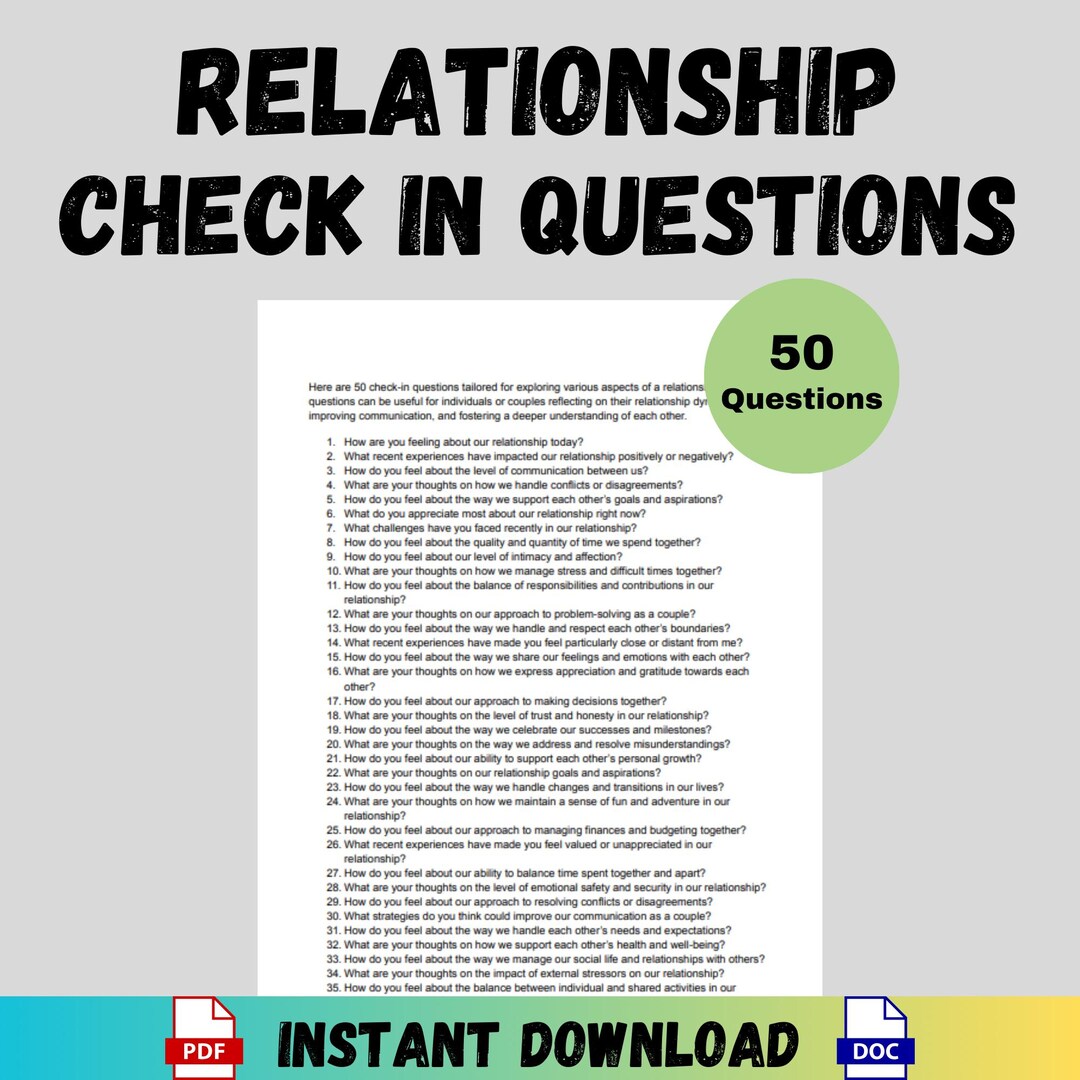 Relationship Therapy Questions Relationship Check in Questions ...
