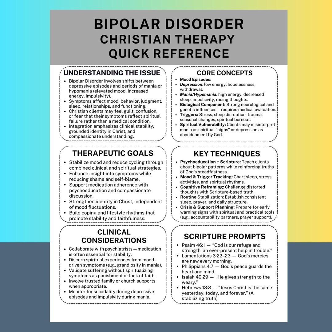 Bipolar Disorder Christian Therapy Quick Reference Christian Counseling ...
