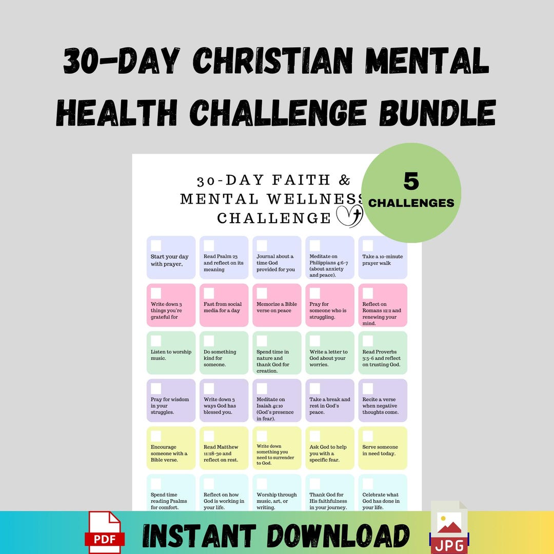 30-day Christian Mental Health Challenge Faith-based Therapy Worksheets ...